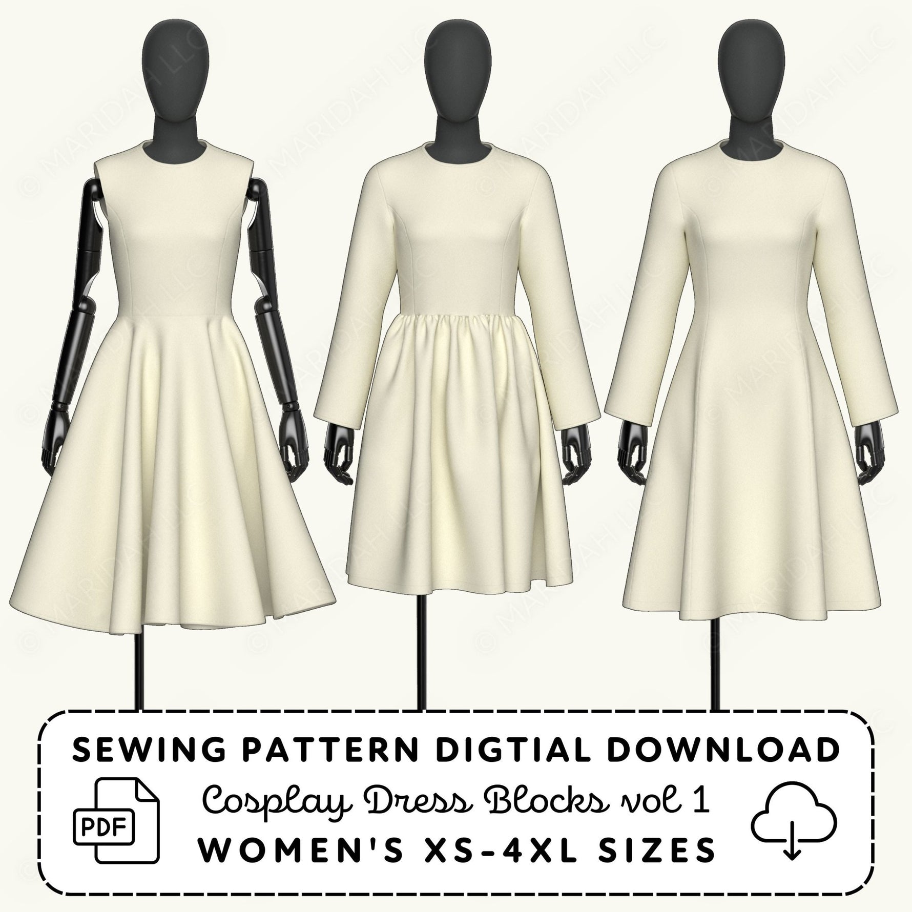 Cosplay Dress Pack vol 1 Printable Sewing Pattern – Maridah