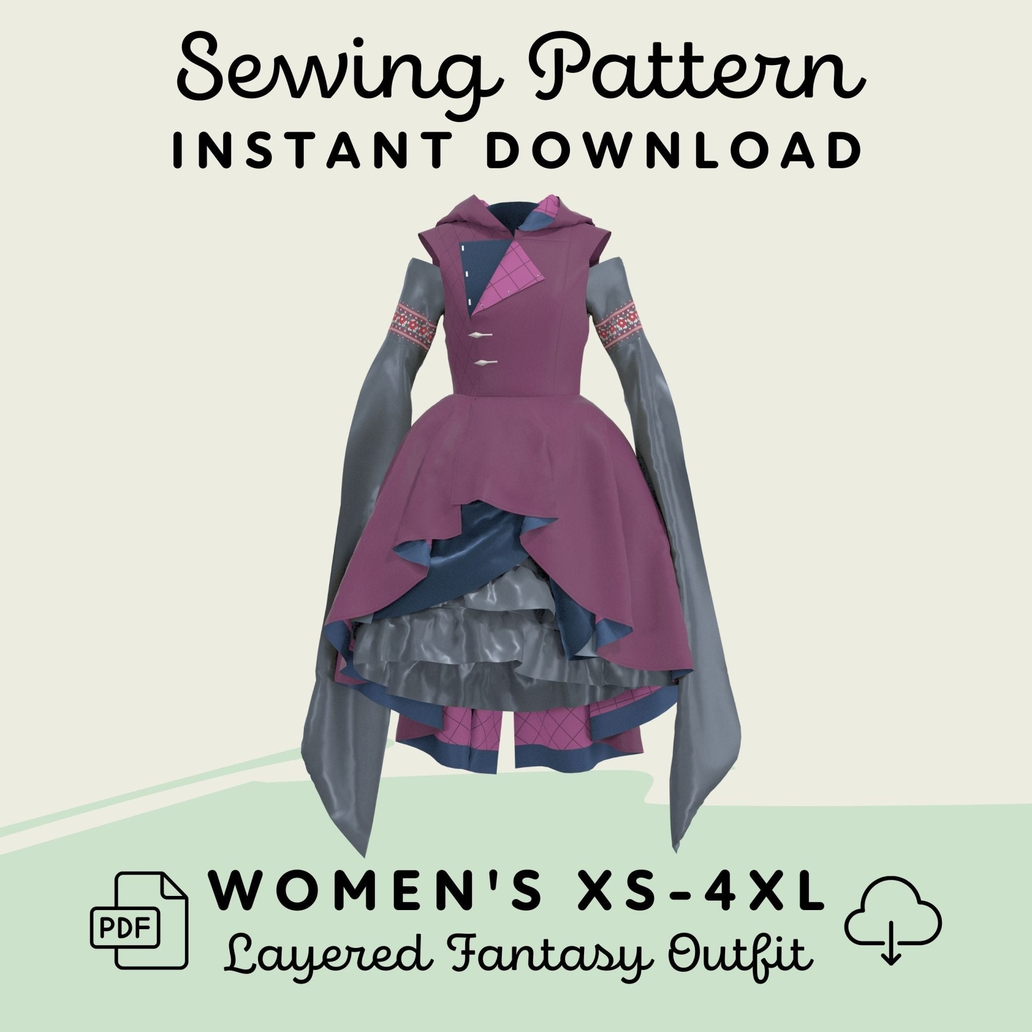 Layered Fantasy Outfit Printable Sewing Pattern – Maridah